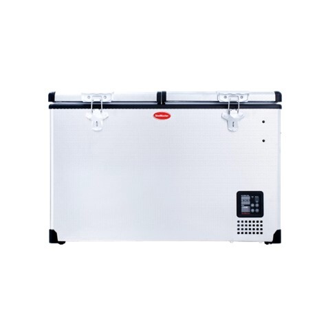 SnoMaster 81.5L Dual Compartment Stainless Steel Fridge Freezer | AC/DC
